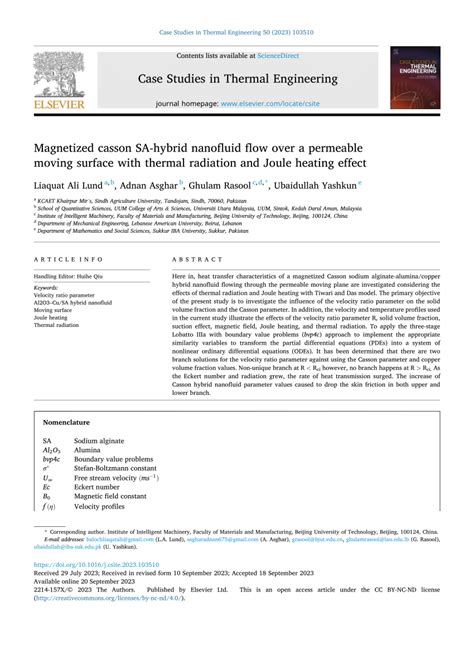 Pdf Magnetized Casson Sa Hybrid Nanofluid Flow Over A Permeable