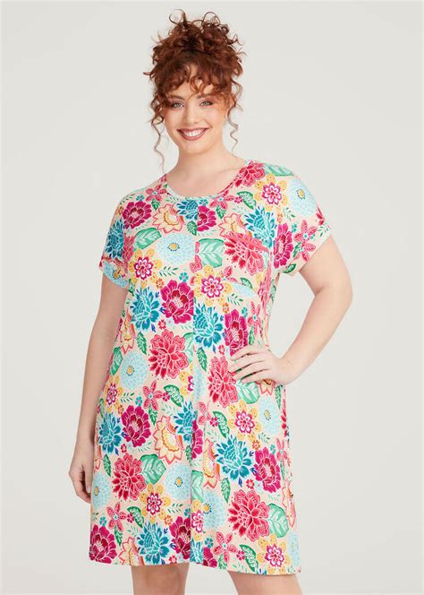 Shop Plus Size Bamboo Acapulco Floral Nightie In Multi Taking Shape Au