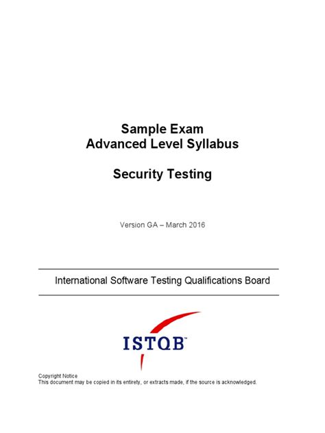 Sample Exam Advanced Level Syllabus Security Testing International