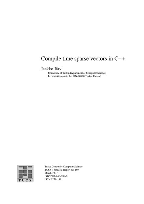Pdf Processing Sparse Vectors During Compile Time In C