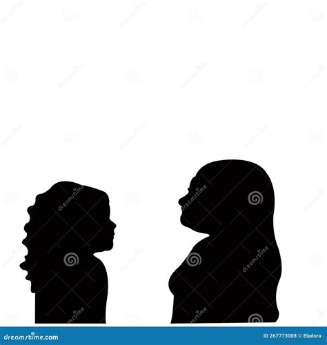 Two Girls Head Body Part Silhouette Vector Stock Vector Illustration