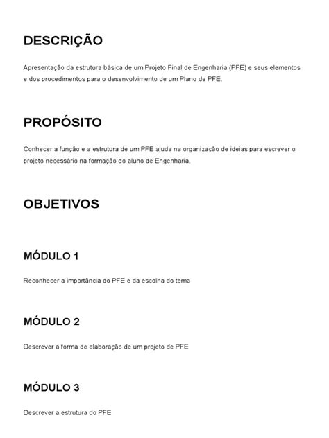 Plano Do Projeto Final Em Engenharia Pdf Abstract Resumo Engenharia