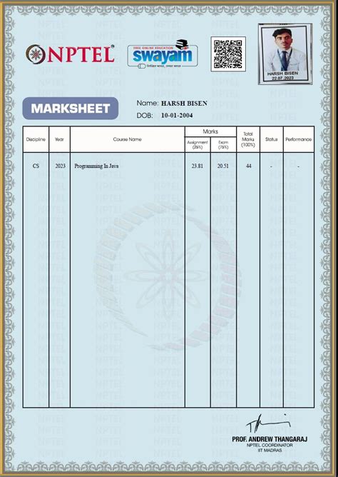 harsh bisen on linkedin i scored marks and passed the exam of nptel s
