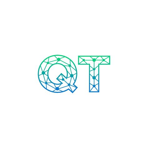Abstract Letter Qt Logo Design With Line Dot Connection For Technology