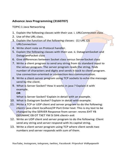 Ajp Question Bank Pdf Spring Framework Networking