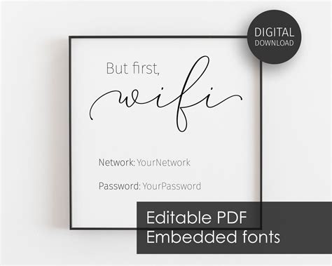 Wifi Password Editable PDF Printable Poster But First Wifi Etsy