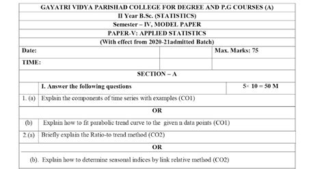 Exam Related Applied Statistics Modal Paper For Admitted Batch 2020 21