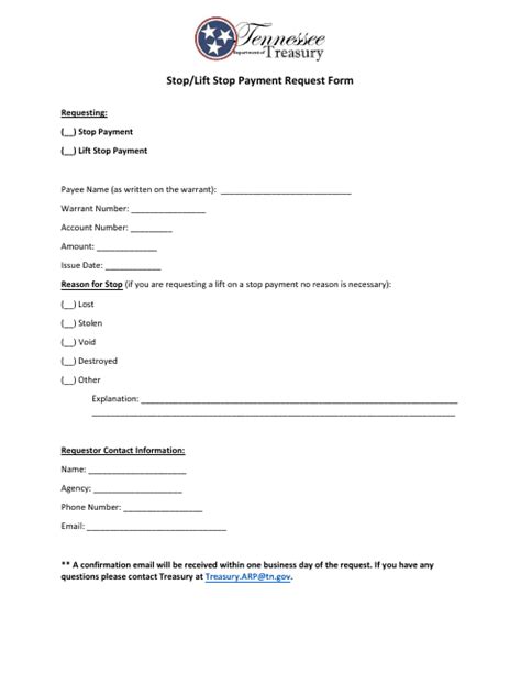 Tennessee Stop Lift Stop Payment Request Form Fill Out Sign Online And Download Pdf