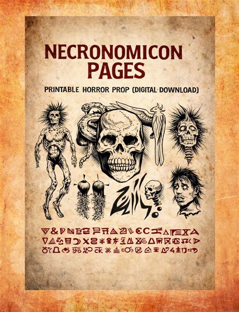 Necronomicon Pages Movie Props Printable Horror Prop Digital