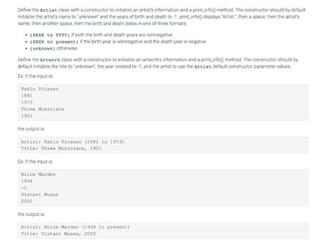 Solved Define The Artist Class With A Constructor To