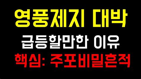 영풍제지 대박났다 꼭 보셔야 합니다 이미 호재는 또 다시 반영 될 때가 되었습니다 영풍제지주가전망 Youtube