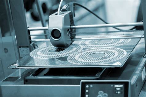 3d Printer Printing Prototype Molten Plastic Process Of Creating Prototype Model Stock Image