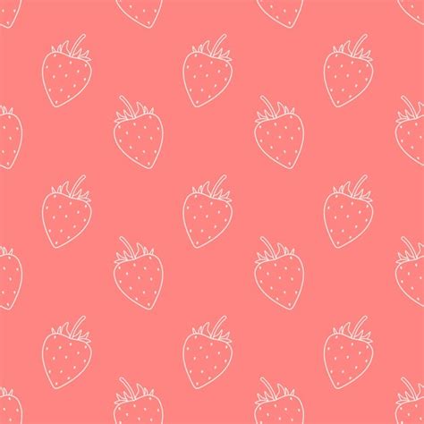 Premium Psd Strawberry Outline Repeating Pattern On Red Background