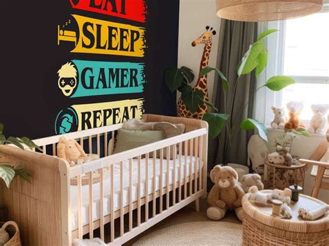 Fotobehang Eat Sleep Gamer Repeat Fotobehang