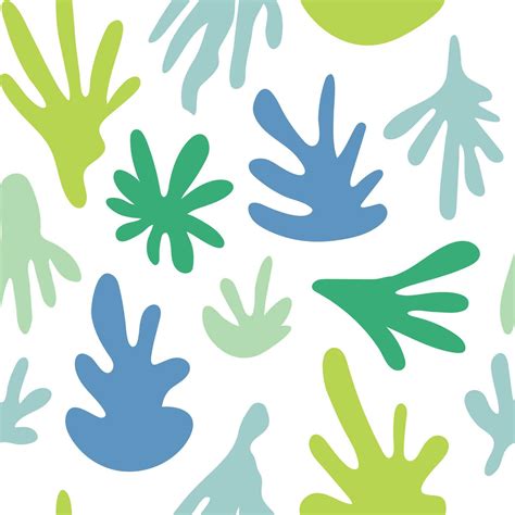 Matisse Inspired Seamless Pattern Background With Abstract Shapes Blobs