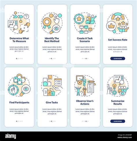 Usability Testing Plan Onboarding Mobile App Screen Set Stock Vector Image And Art Alamy