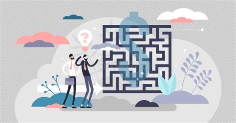 Иллюстрация вектора человека концепции лабиринта бизнеса Flat крошечная