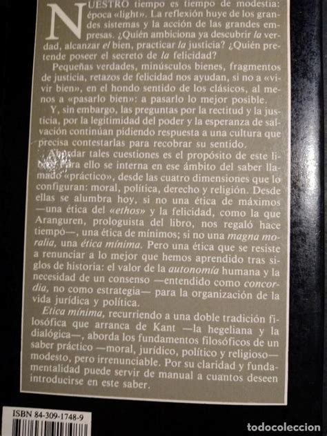 Etica Mínima Introducción A La Filosofía Práct Comprar Libros De