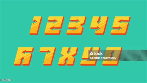 숫자 123 색상은 스포츠 포스터 디자인이나 인사말 카드에 대한 1 2 3 4 6 6 7 8 9 0의 빠른 Srtyle 트렌디