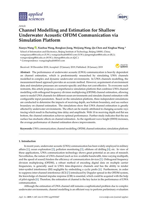 Pdf Channel Modelling And Estimation For Shallow Underwater Acoustic