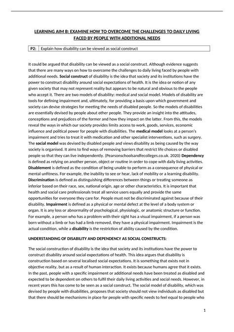 Unit 12 Supporting Individuals With Additional Needs P2 Unit 12