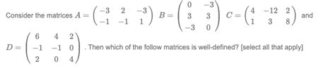 Solved Consider The Matrices Chegg
