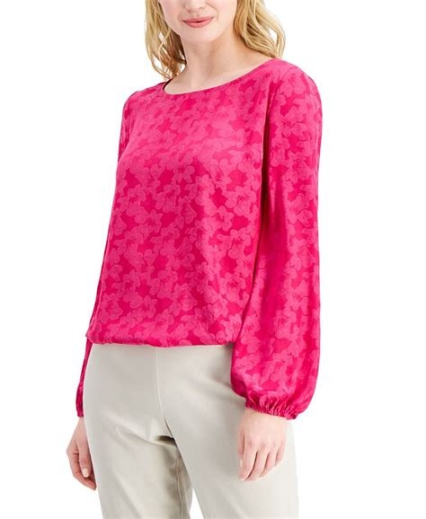 Jm Collection Jacquard Bubble Hem Top Created For Macys Macys