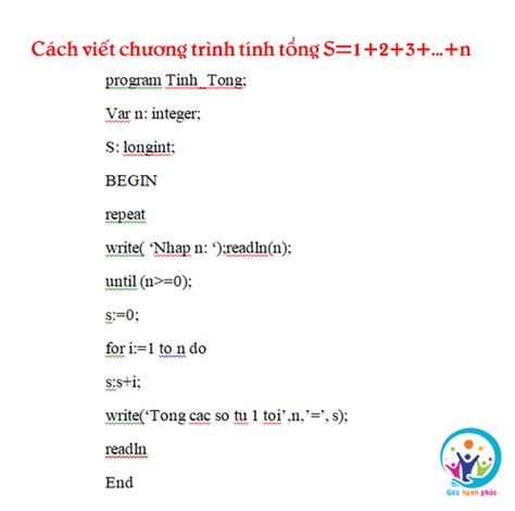 Cách viết chương trình tính tổng S 1 2 3 n trong Pascal