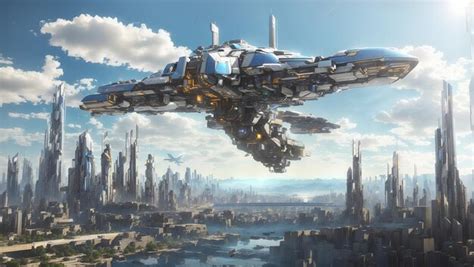 Premium AI Image Technologically Advanced Metropolis With Blue Sky