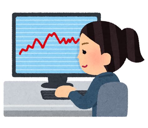 パソコンでチャートを見る女性のイラスト かわいいフリー素材集 いらすとや