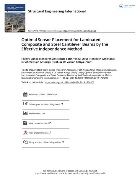 pdf optimal sensor placement for laminated composite and steel