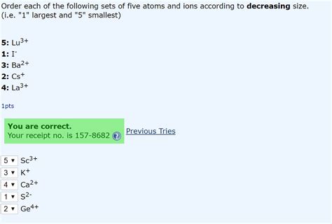 Solved Order Each Of The Following Sets Of Five Atoms And
