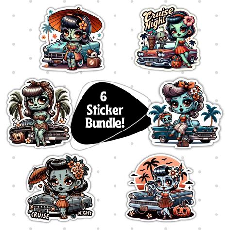 Retro Pin Up Girl Sticker Pack Classic Car Stickers Vintage Style