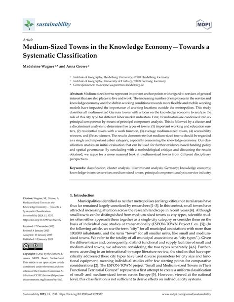 PDF Medium Sized Towns In The Knowledge Economy Towards A Systematic