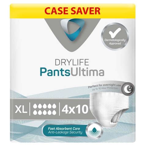 Drylife Pants Ultima Extra Large Case 4 Packs Of 10 Drylife Incontinence Products