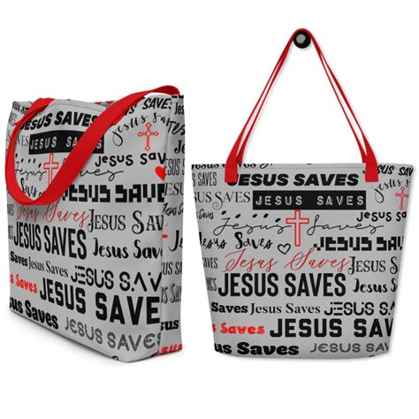 Jesus Saves Tote Christian Tote Jesus Saves Beach Tote Bag Christian