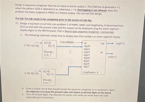 Design A Sequence Recognizer That Has An Input W And