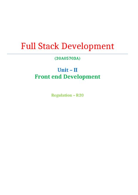 Unit 2 FSD 20A05703A JavaScript Basics And Frontend Development Studocu