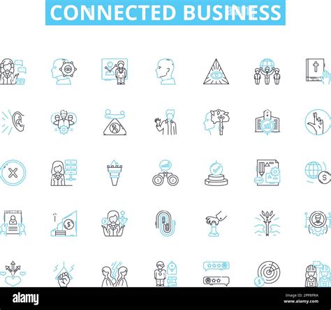Connected Business Linear Icons Set Collaboration Innovation