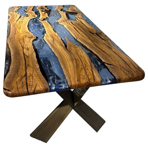 Blue Olive Epoxy Resin River Table Dining Table Custom Wood Table