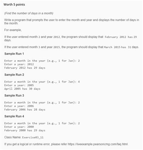 Solved Worth Points Find The Number Of Days In A Month Chegg
