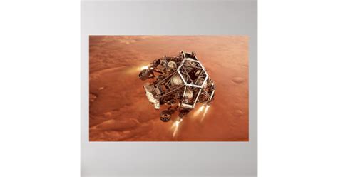 Perseverance Rover Firing Up Descent Stage Engines Poster Zazzle