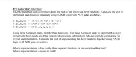 solved find the minimum sum of products form for each of the