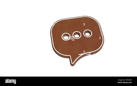 3d Rendering Of Gingerbread Cookie In Shape Of Symbol Of Rectangular Rounded Chat Bubble With