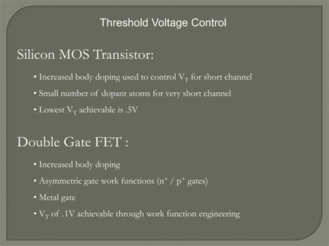 Double Gate Mosfet Pptx Physics Science