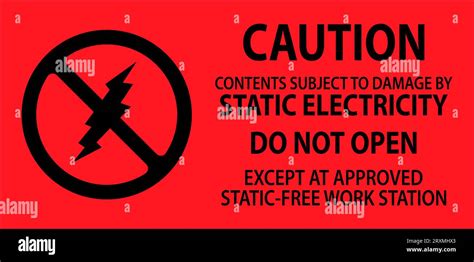 Fluorescent Red Anti Static Labels Caution Do Not Open Stock Vector