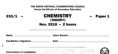 Kcse Chemistry Paper 1 2018 With Marking Scheme Answers