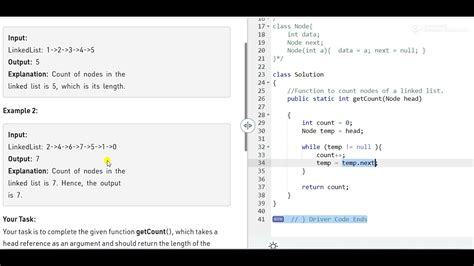 Count Nodes Of Linked List Gfg YouTube