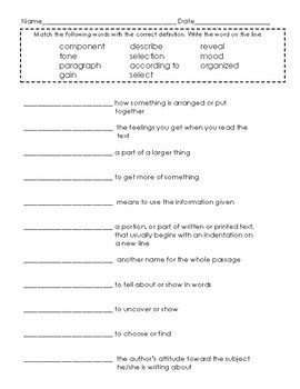 Reading Test Prep Vocabulary Tests By Jill Varna TPT