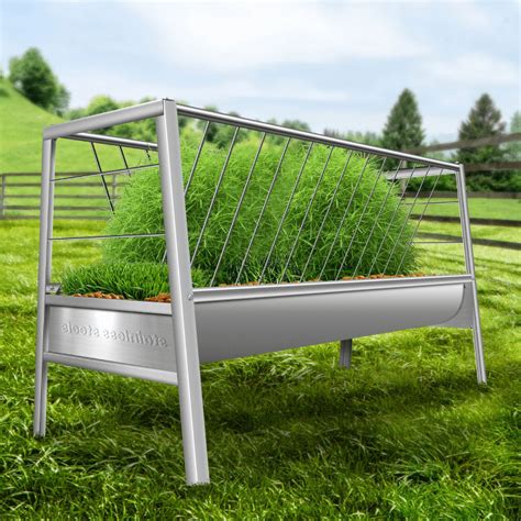 Heavy Duty Goat Hay Feeder Rust Proof Coating 196 W Trough